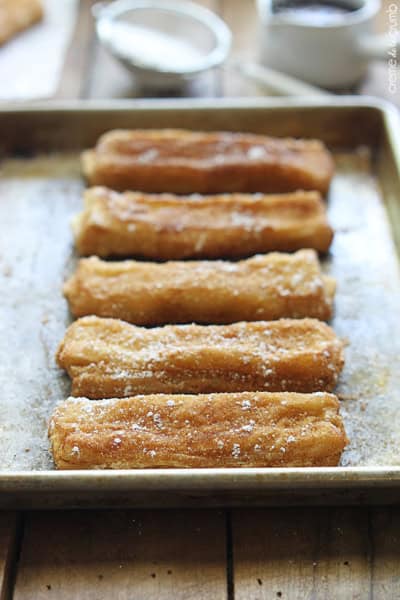 20 Minute Cream Cheese Stuffed Baked Churros - Creme De La Crumb