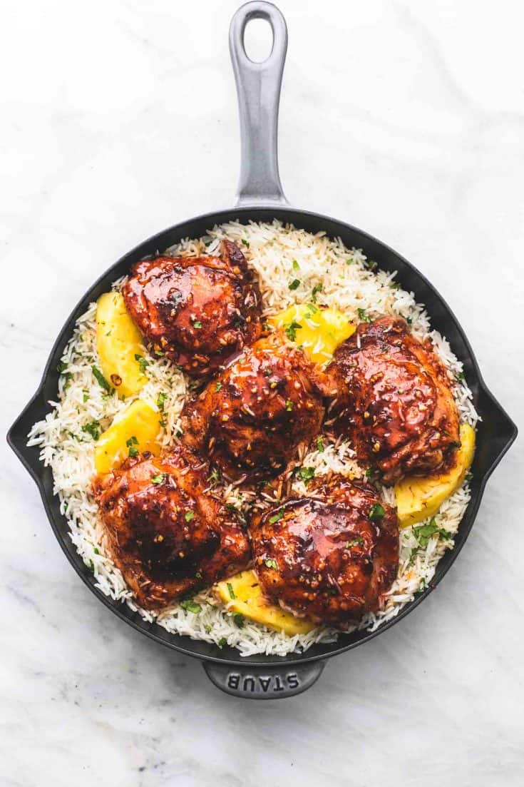 Island Glazed Chicken and Coconut Rice - Creme De La Crumb