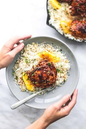 Island Glazed Chicken and Coconut Rice - Creme De La Crumb