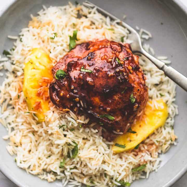 Island Glazed Chicken and Coconut Rice - Creme De La Crumb