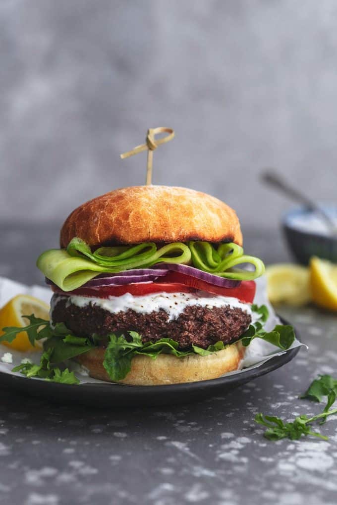 Greek Beef Burger with Tzatziki Sauce - Creme De La Crumb