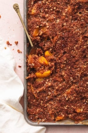 Sheet Pan Peach Crisp - Creme De La Crumb